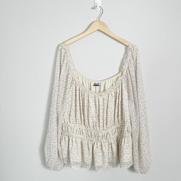 ARULA | Tops | Arula Peasant Milkmaid Blouse On Or Off Shoulder Puff ...